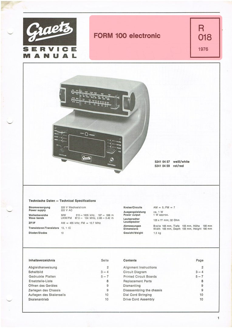 Graetz Form 100, Form 99