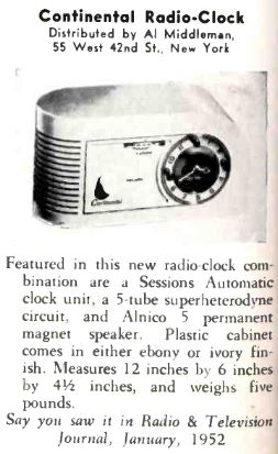 Hyde Park Clock Radio Continental model 1600